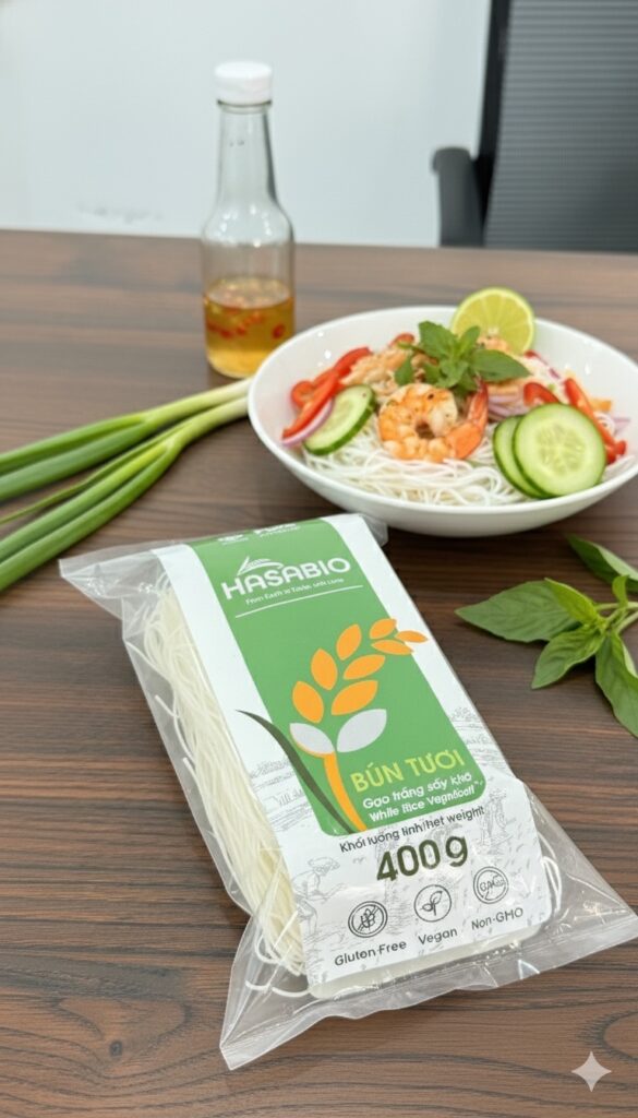 Bún Tươi Gạo Trắng Sấy Khô Túi 400 g - Hasabio Food